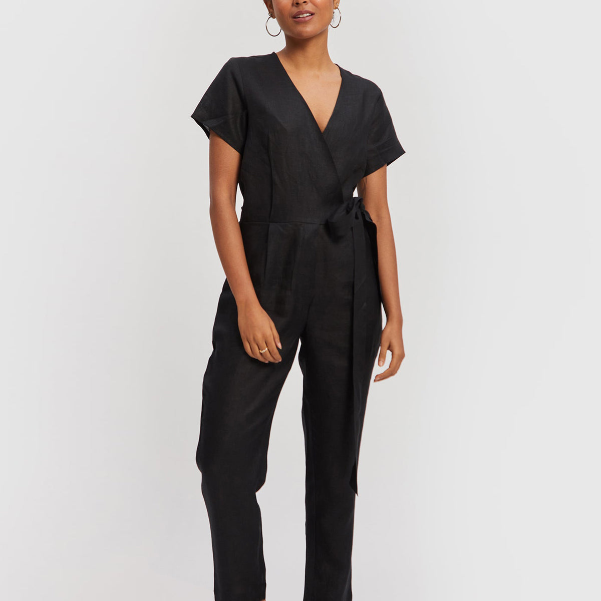 Cropped Wrap Jumpsuit Black | Reistor