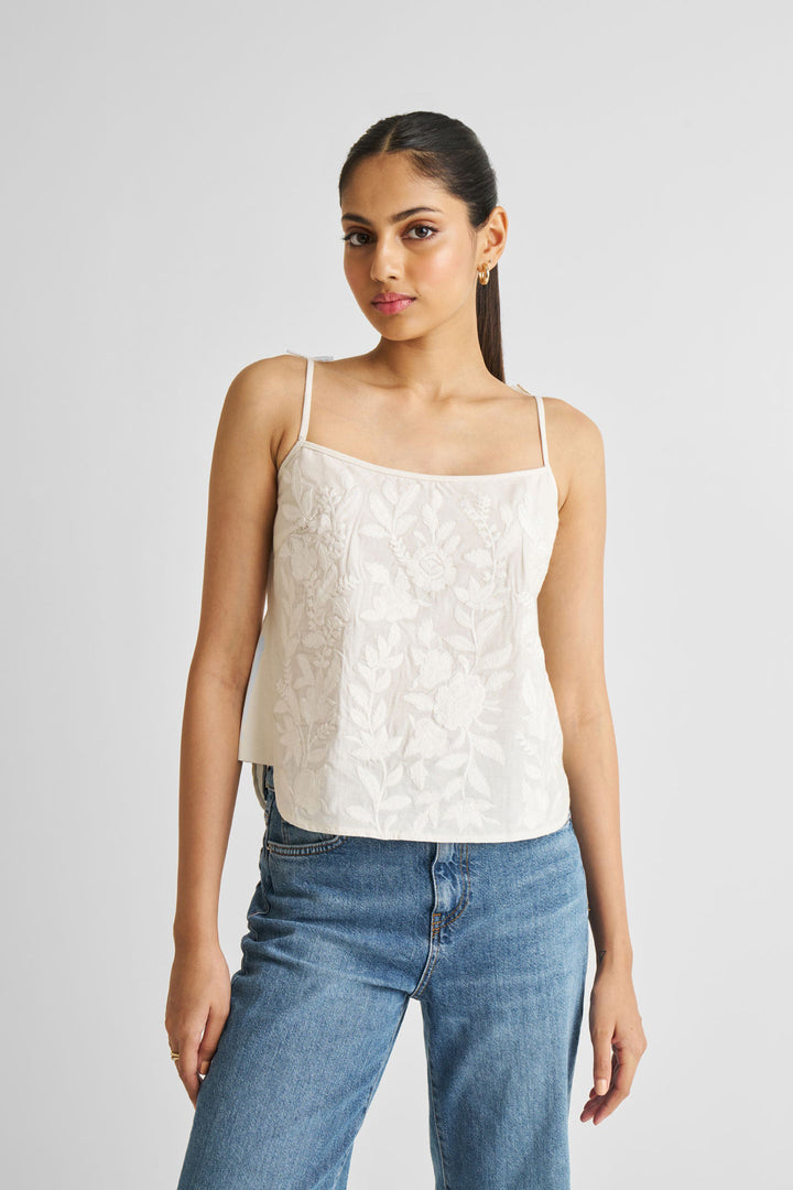 Embroidered Camisole Top in White – Reistor