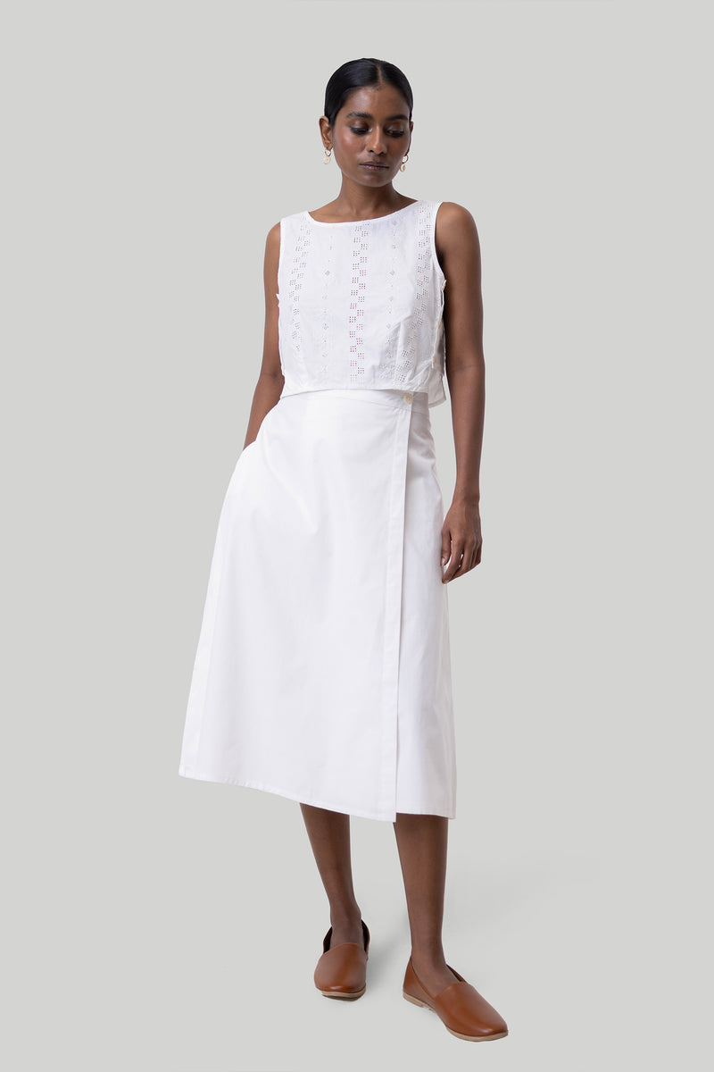 Overlap Midi Skirt in White – Reistor